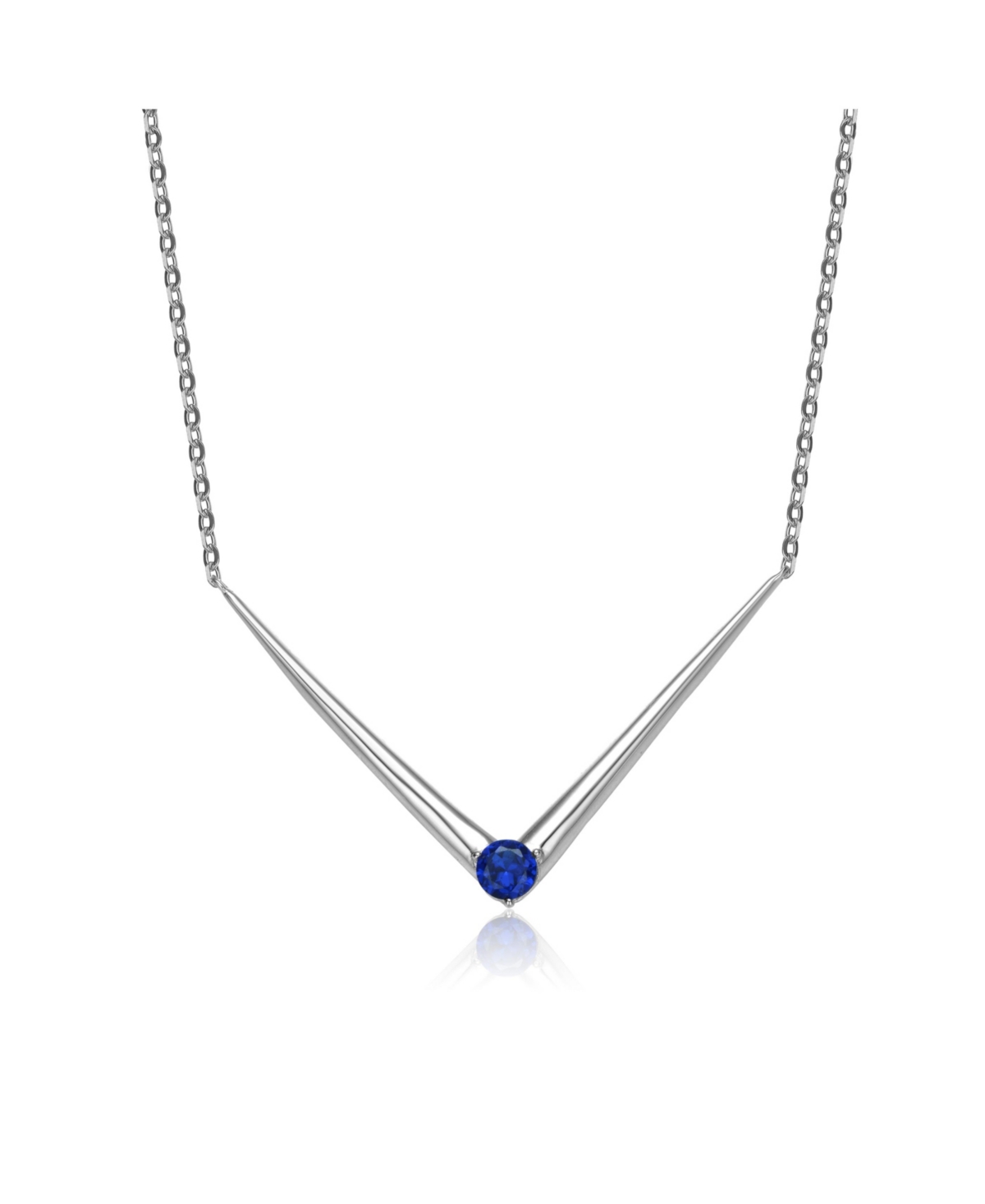 14k Yellow Gold Plated with Green Cubic Zirconia Solitaire Chevron Layering Necklace in Sterling Silver - Blue