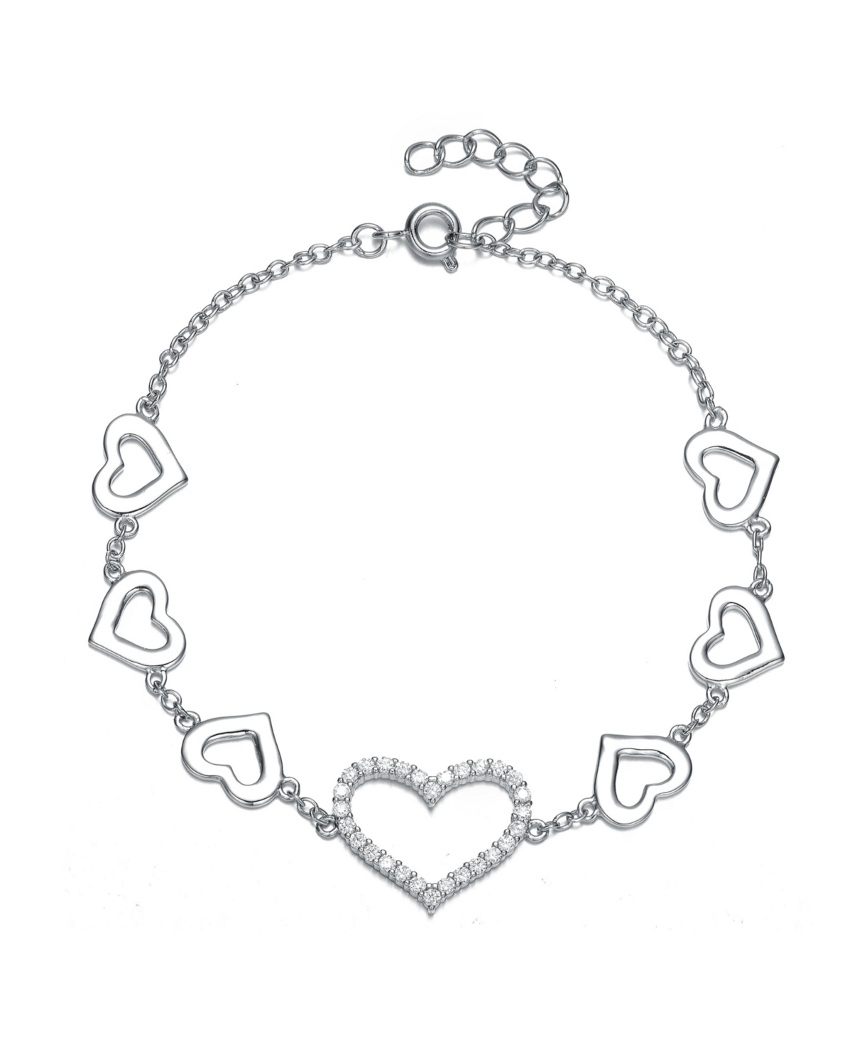 Click here for Cubic Zirconia Heart Halo Charm Kids/Teens Bracele... prices