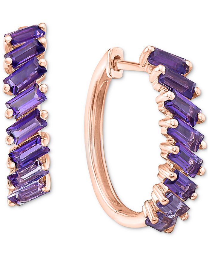 EFFY Collection EFFY® Multi-Amethyst Small Hoop Earrings (1-1/2 ct. t.w ...