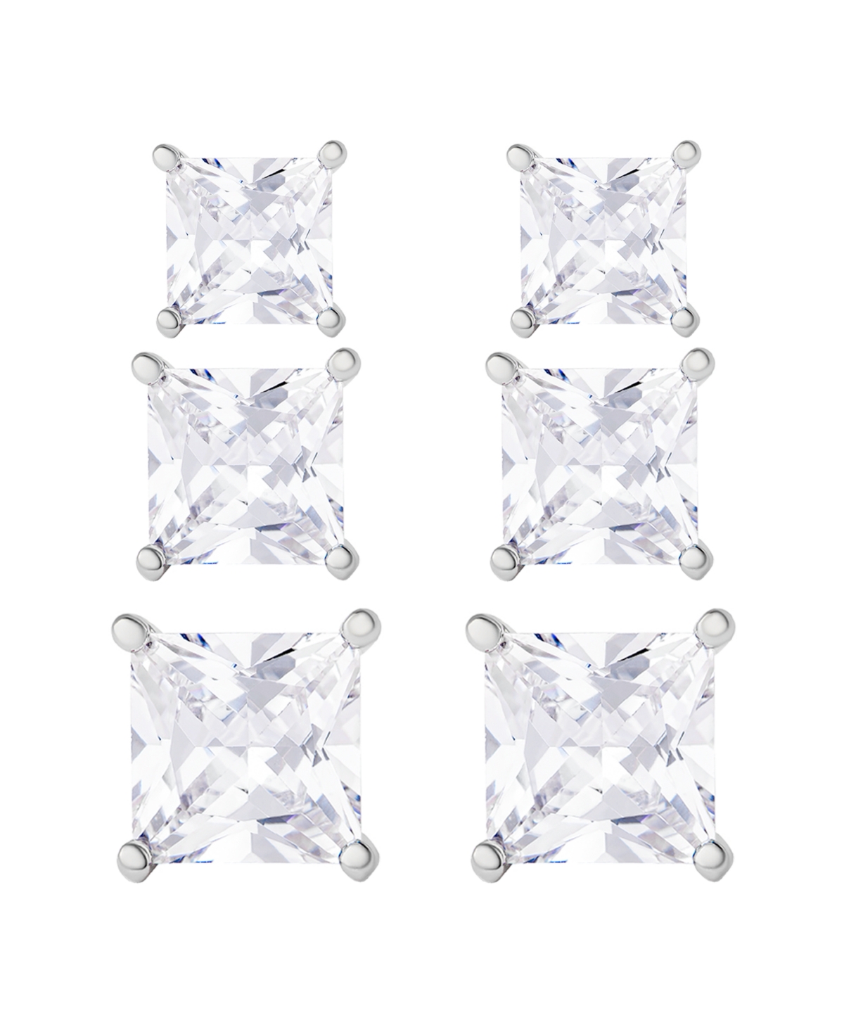 Click here for Macys 3 Pairs Square Cubic Zirconia Stud Set - Sil... prices