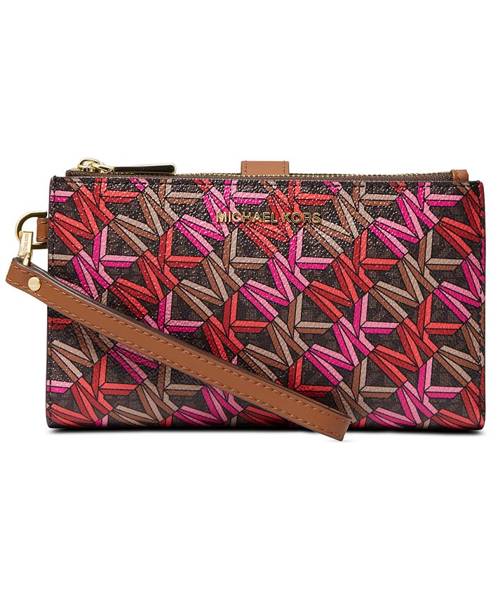 Michael Kors Logo Jet Set Double Zip Wristlet - Macy's