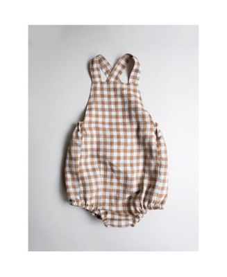 The Simple Folk Toddler Soft Organic Linen Gingham Overall Romper - Macy's