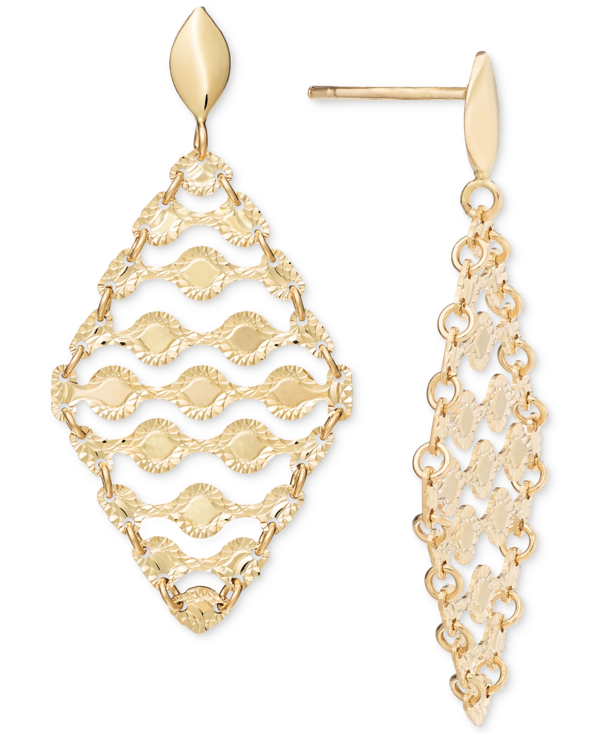 Click here for Textured Openwork Geometric Drop Earrings in 10k G... prices