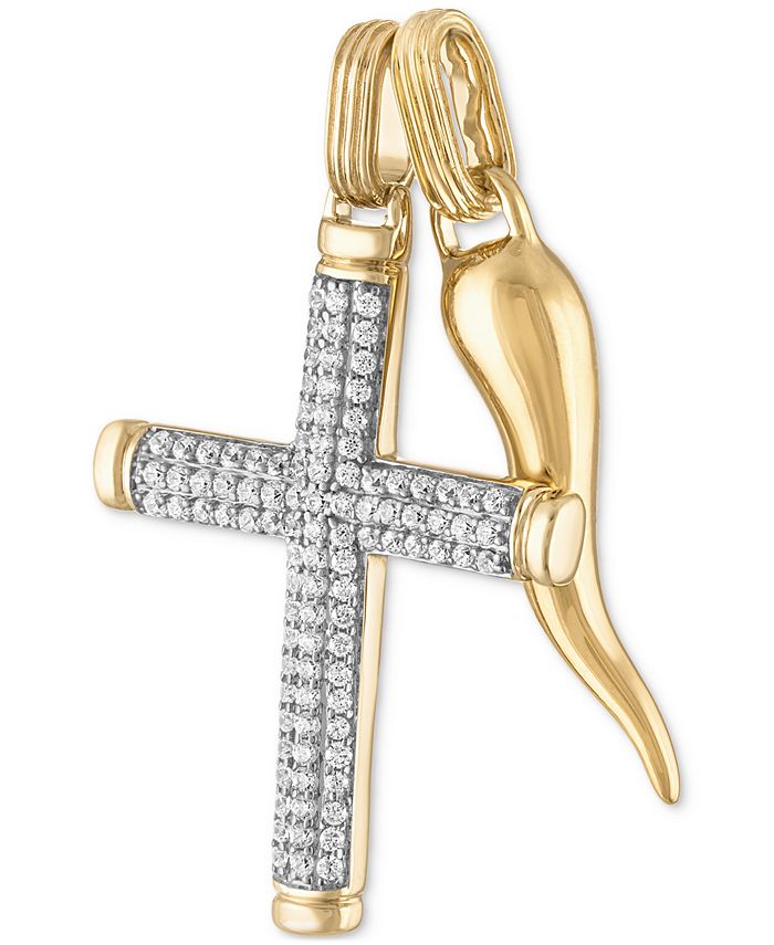 Esquire Men's Jewelry 2-Pc. Set Cubic Zirconia Cross and Horn Pendants ...