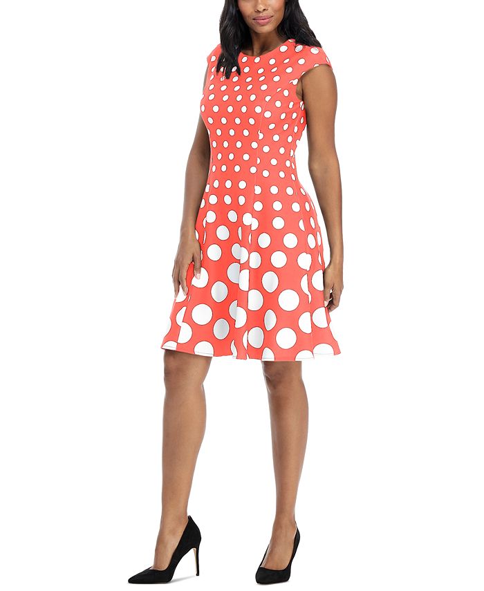 London Times Petite Polka-Dot Fit & Flare Dress - Macy's