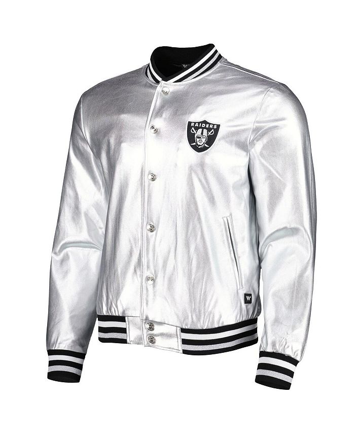 The Wild Collective Men's Silver Las Vegas Raiders Metallic Bomber Full ...