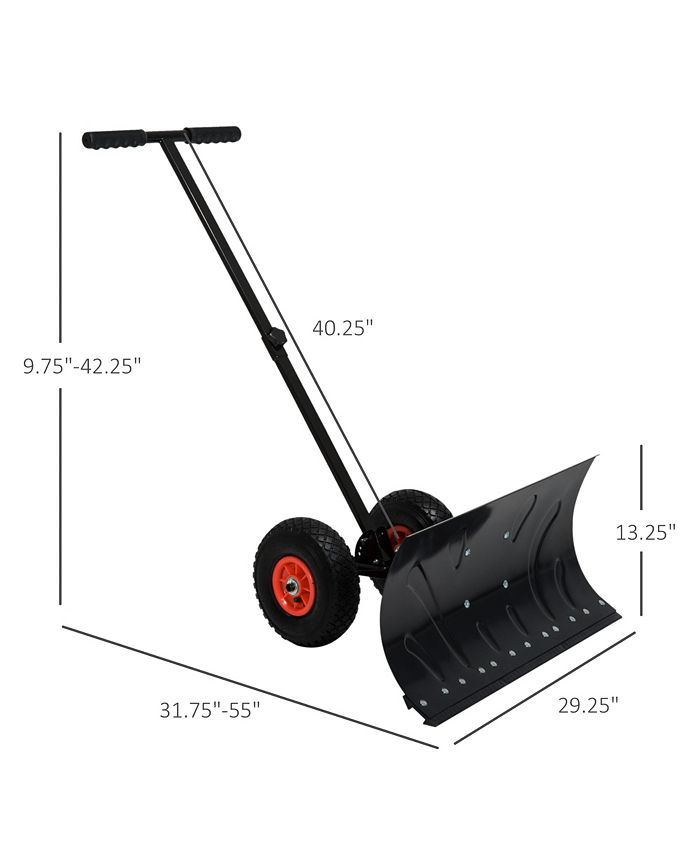Outsunny 29" Blade Heavy-Duty Metal Snow Pusher Snow Removal Tool - Macy's