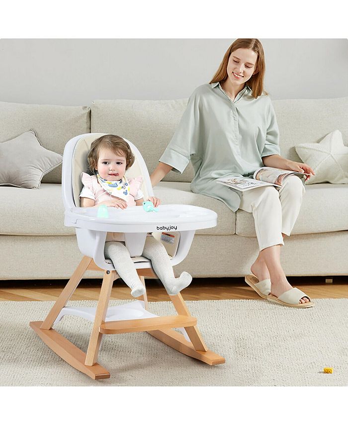 Costway 3-in-1 Convertible Wooden Baby High Chair Tray Adjustable Legs ...