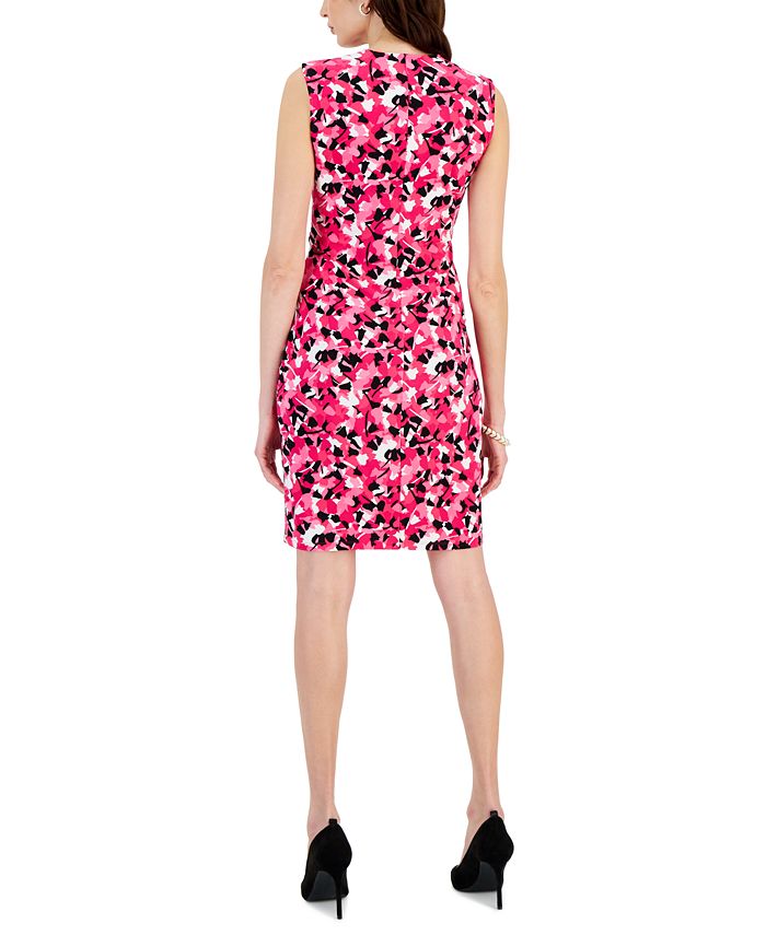 Kasper Women's Sleeveless Printed Faux-Wrap Sheath Dress - Macy's