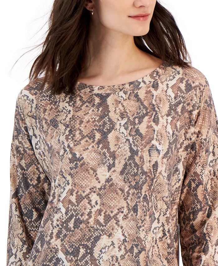 ID Ideology Women's Snake-Embossed Tulip-Hem Sweatshirt, Created for ...