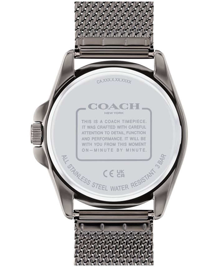 COACH Men's Greyson Quartz Gray-Tone Stainless Steel Mesh Bracelet ...