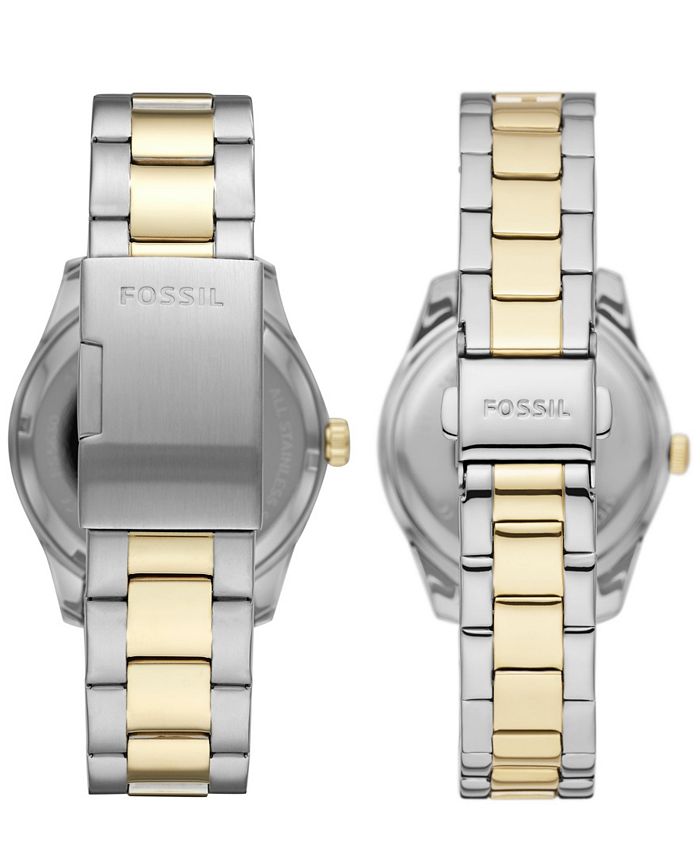 Fossil Unisex His and Hers Multifunction Two-Tone Stainless Steel ...