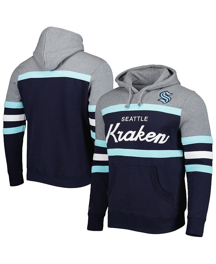 Mitchell & Ness Men's Deep Sea Blue, Heather Gray Seattle Kraken Head ...