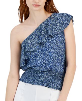 I.N.C. International Concepts Women's One-Shoulder Ruffled Top, Created for Macy's - Macy's