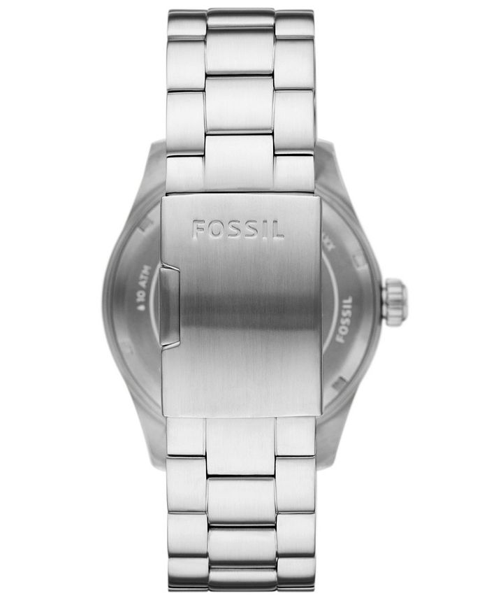 Fossil Men's Defender Solar Silver-Tone Stainless Steel Bracelet Watch ...