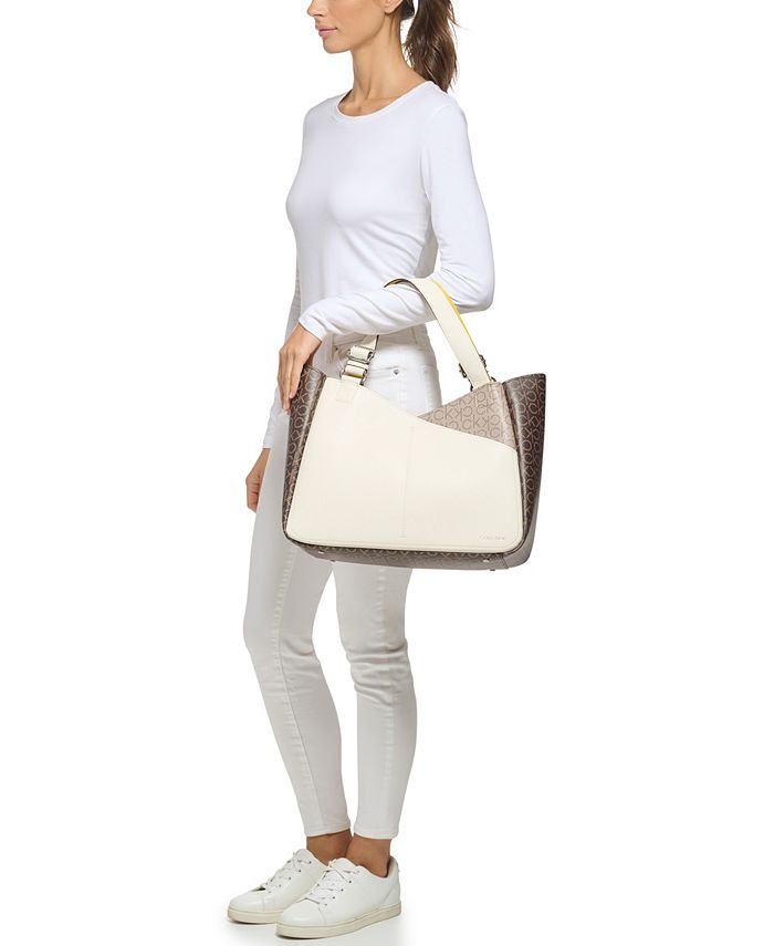 Calvin Klein Zoe Signature Colorblocked Tote with Pouch - Macy's