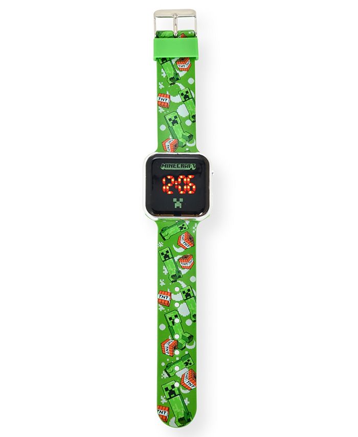 Minecraft Children's Light Emitting Diode Green Silicone Strap Watch ...