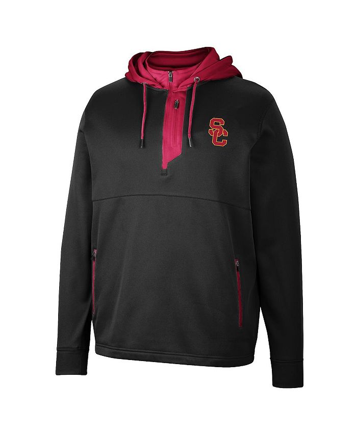 Colosseum Men's Black USC Trojans Luge 3.0 Quarter-Zip Hoodie - Macy's