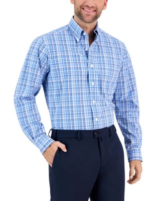 Club Room Men's Regular Fit Peter Plaid Dress Shirt, Created for Macy's ...