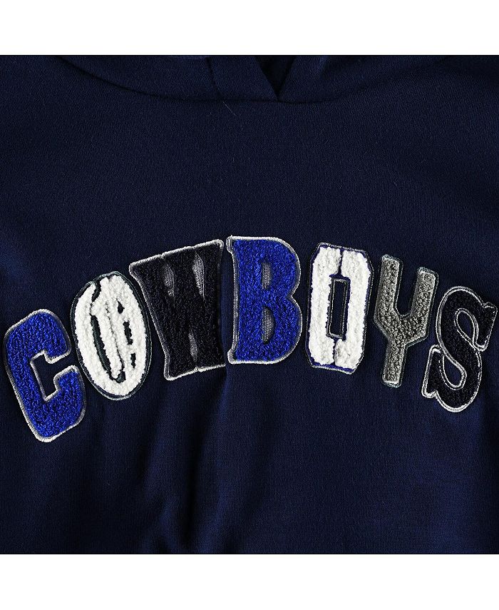 The Wild Collective Women's Navy Dallas Cowboys Cropped Pullover Hoodie ...