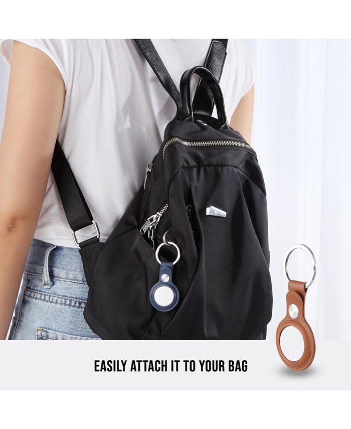 Wasserstein Apple AirTag Holder PU Leather Keychain - Keyring and ...