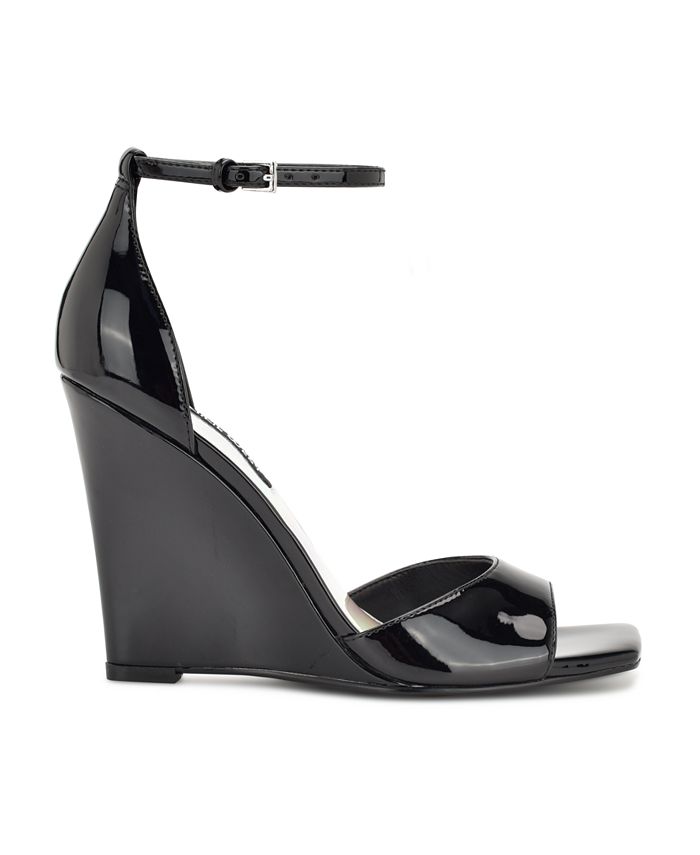 Nine West Womens Hallena Square Toe Wedge Dress Sandals And Reviews