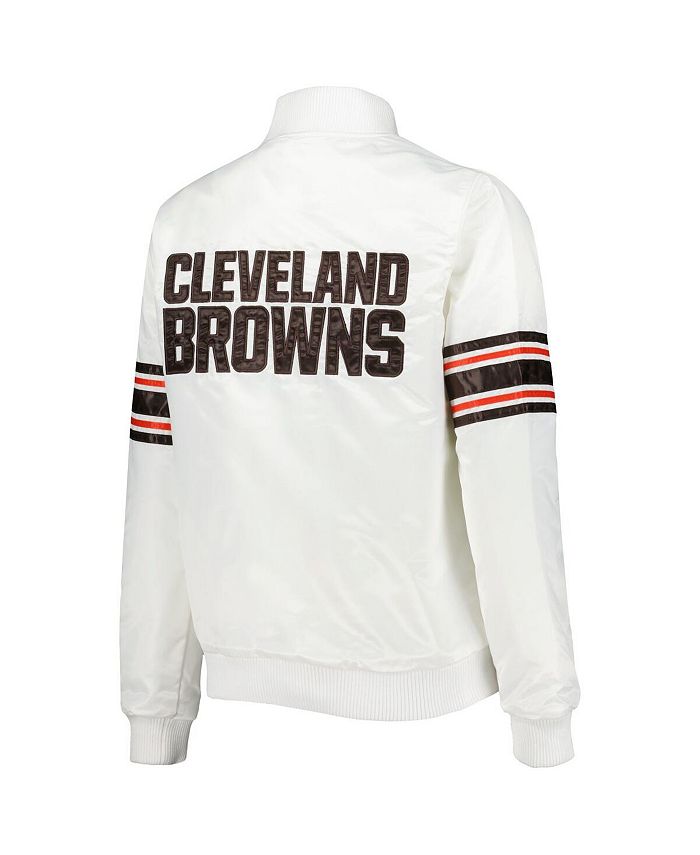 Starter Women's White Cleveland Browns Line Up Satin Full-Snap Varsity ...