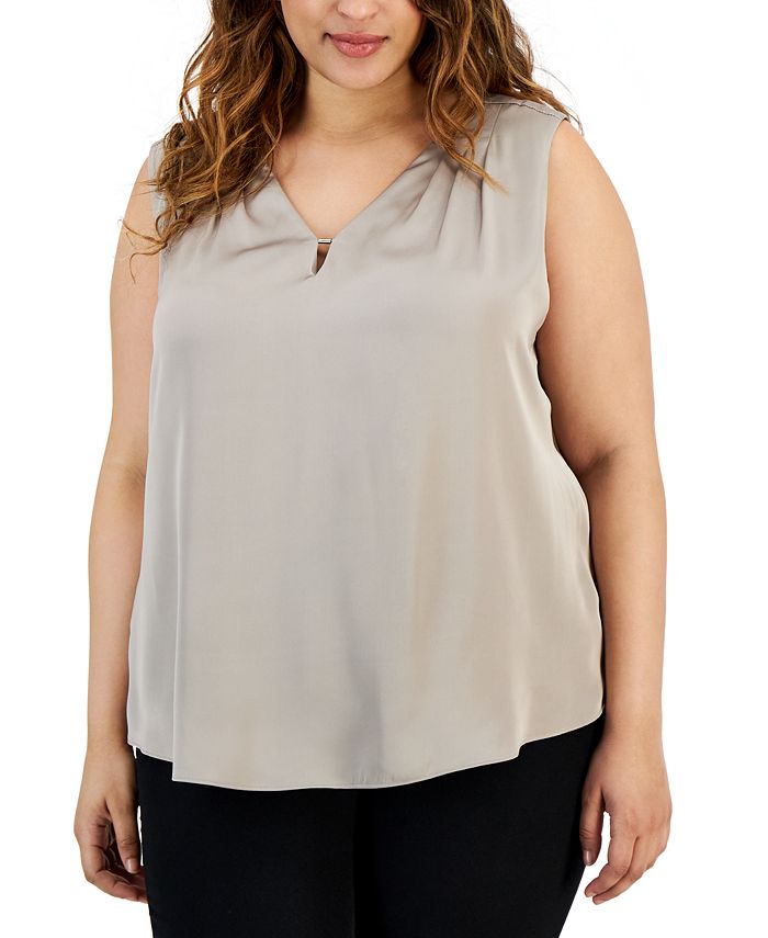 Kasper Plus Size Sleeveless Keyhole Camisole - Macy's
