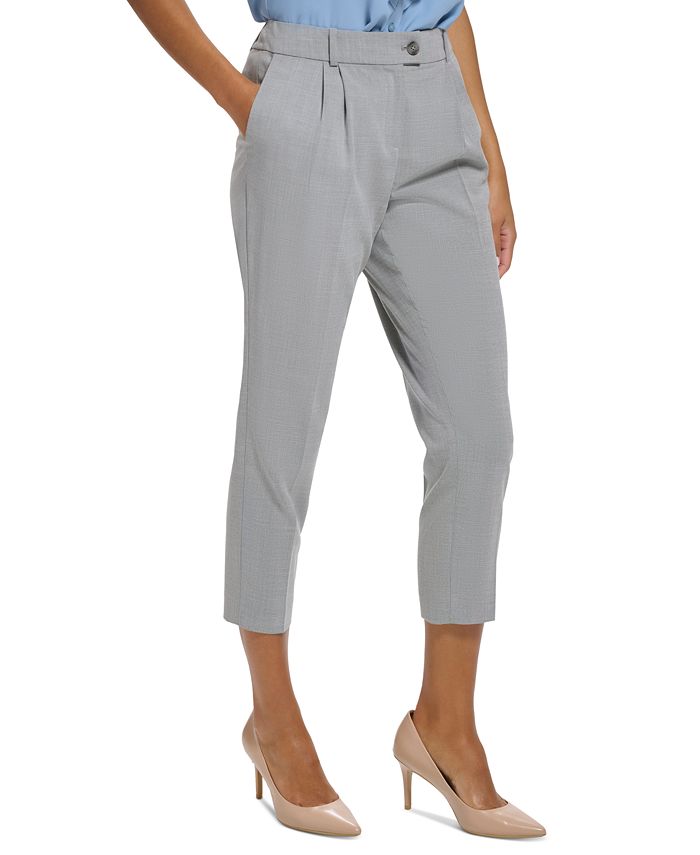 Calvin Klein Petite Pleated Cropped Pants - Macy's