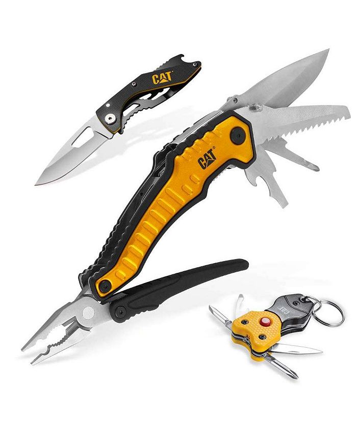 Cat 3 Piece 9-in-1 Multi-Tool, Knife, and Multi-Tool Key Chain Gift Box ...