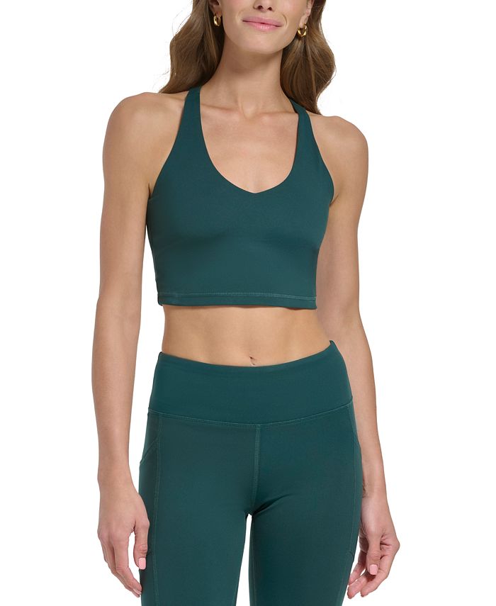 DKNY Women's Balance Compression Racerback Crop Bra Top - Macy's