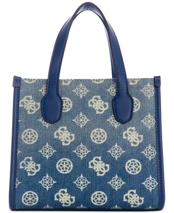GUESS Silvana Mini Ombre Denim Monogram Double Compartment Tote - Macy's