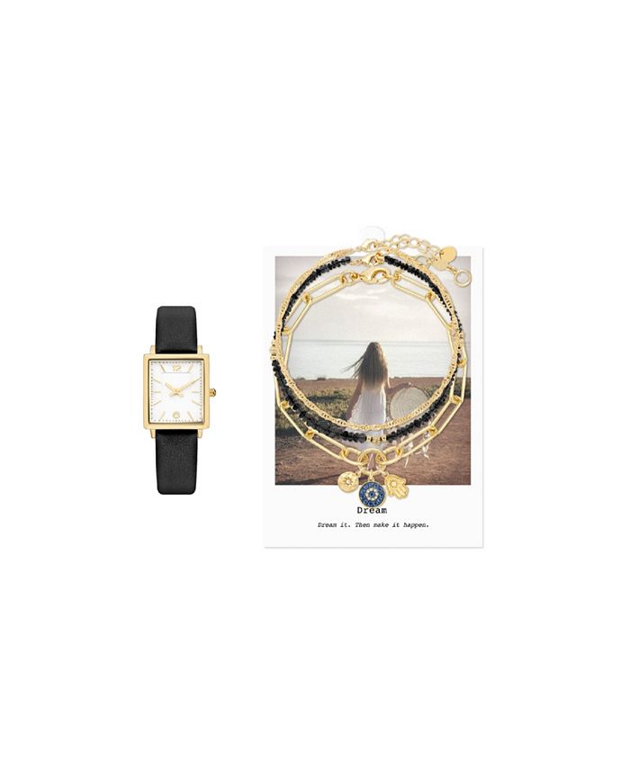 Jessica Carlyle Women's Analog Black Polyurethane Leather Watch 23.5mm ...