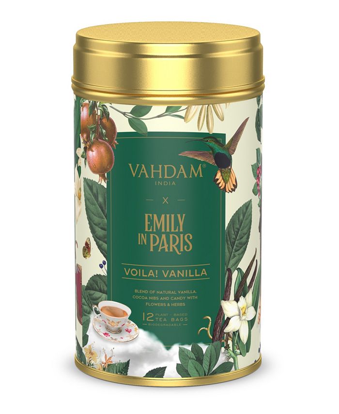 Vahdam Teas Emily In Paris Tea Gift Box - 48 Pyramid Tea Bags, 4 ...