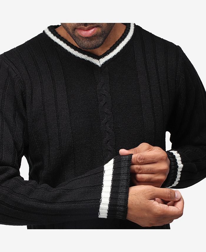 X-Ray Men's Cable Knit Tipped V-Neck Sweater - Macy's