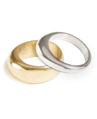 SOKO 24K Gold-Plated Mixed Metal Stacking Rings 2 Piece Set - Macy's
