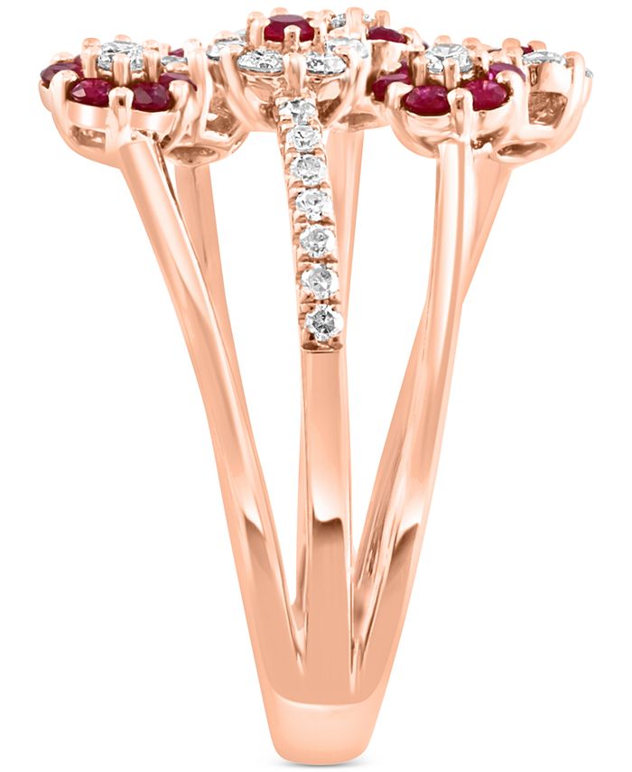 LALI Jewels Ruby (1/2 ct. t.w.) & Diamond (3/8 ct. t.w.) Three Row ...