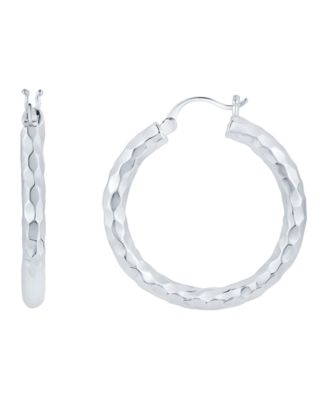 And Now This Fine Silver-Plated Hammered Texture Hoop Earring - Macy's