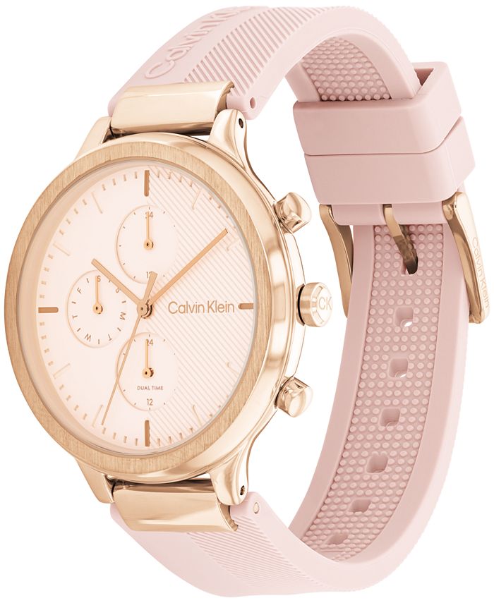 Calvin Klein Women's Multifunction Pink Silicone Strap Watch 38mm - Macy's