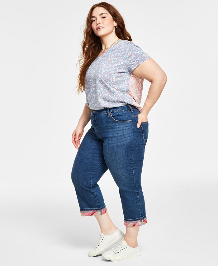 Style & Co Plus Size Curvy Cuffed Capri Jeans, Created for Macy's - Macy's