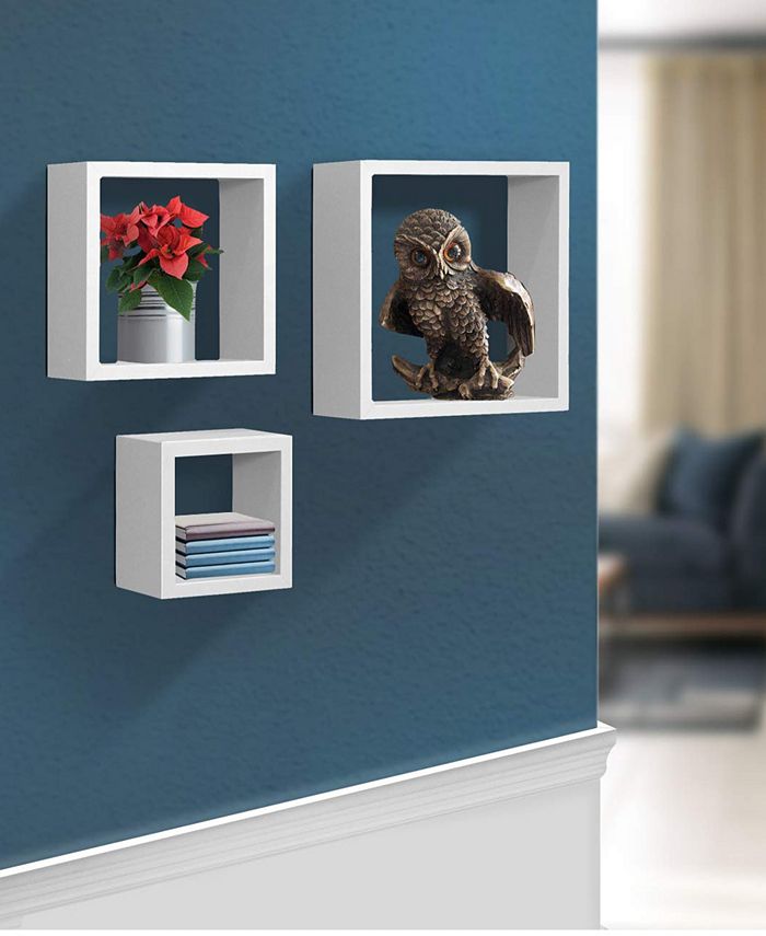 Sorbus Floating Square Cube Wall Shelf, Set of 3 - Macy's