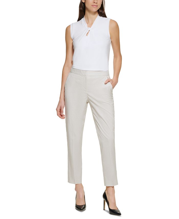 Tommy Hilfiger Women's Pinstriped Elastic-Back Pants - Macy's
