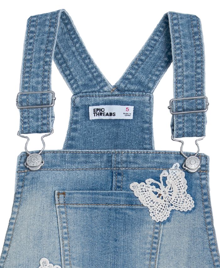 Epic Threads Little Girls Butterfly Denim Shortall, Created For Macy's ...