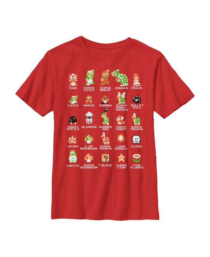 Nintendo Boys Super Mario Bros Character Guide T-Shirt - Macy's