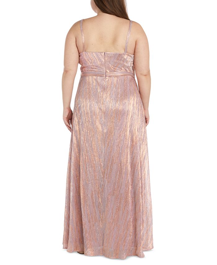 Nightway Plus Size Metallic Surplice Sleeveless Gown Macys