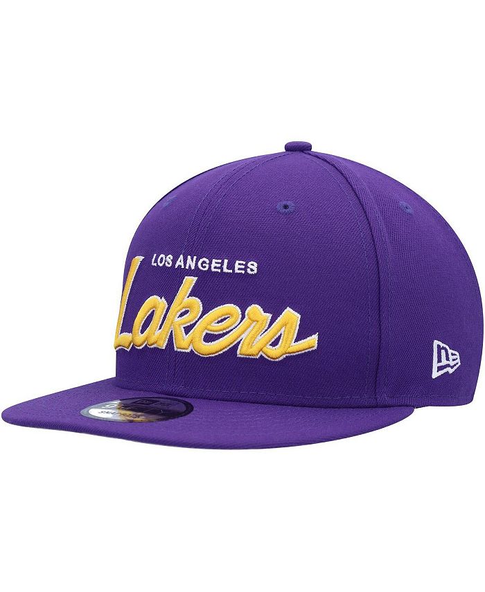 New Era Men's Purple Los Angeles Lakers Script Up 9FIFTY Snapback Hat ...