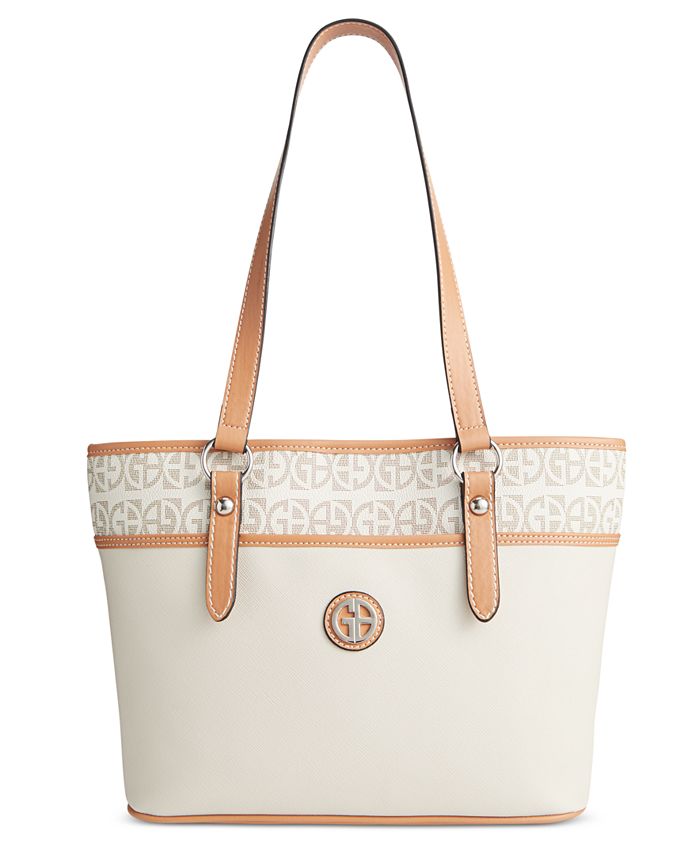 Giani Bernini Signature Colorblock Small Faux Leather Tote, Created for Macy's - Macy's