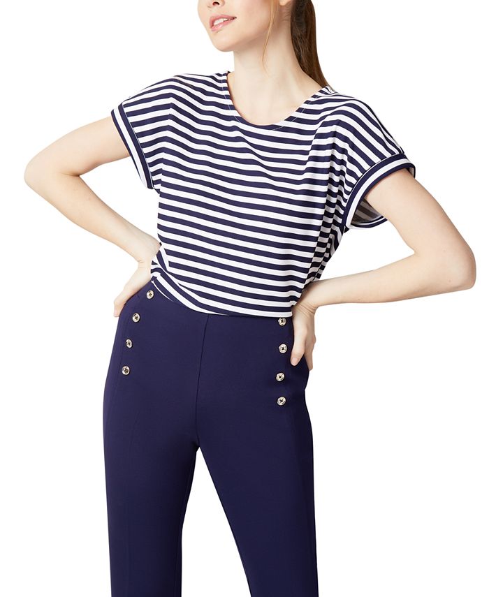 Jones New York Women's Extended-Shoulder Striped Top - Macy's