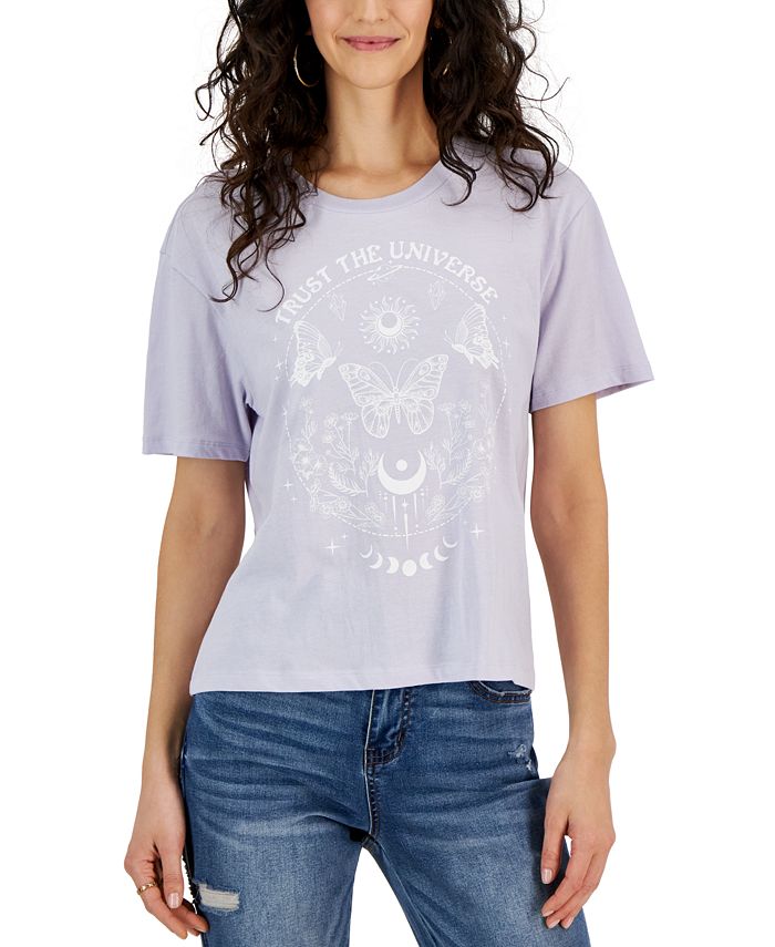 Rebellious One Juniors' Butterfly Graphic Crewneck T-Shirt - Macy's