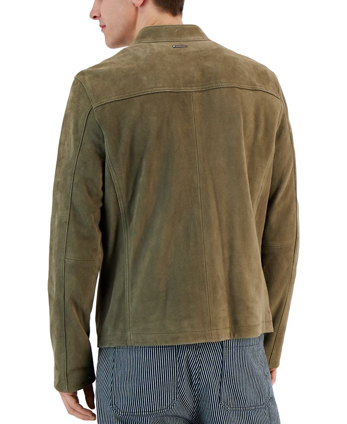 Michael Kors Men's Suede Racer Jacket, Created for Macy's & Reviews ...